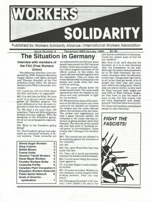 "Workers Solidarity" (WSA-IWA) - # 4 - December 1992 / January 1993 | libcom.org